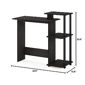 Furinno Efficient Home Laptop Notebook Computer Desk with Square Shelves, Espresso/Black