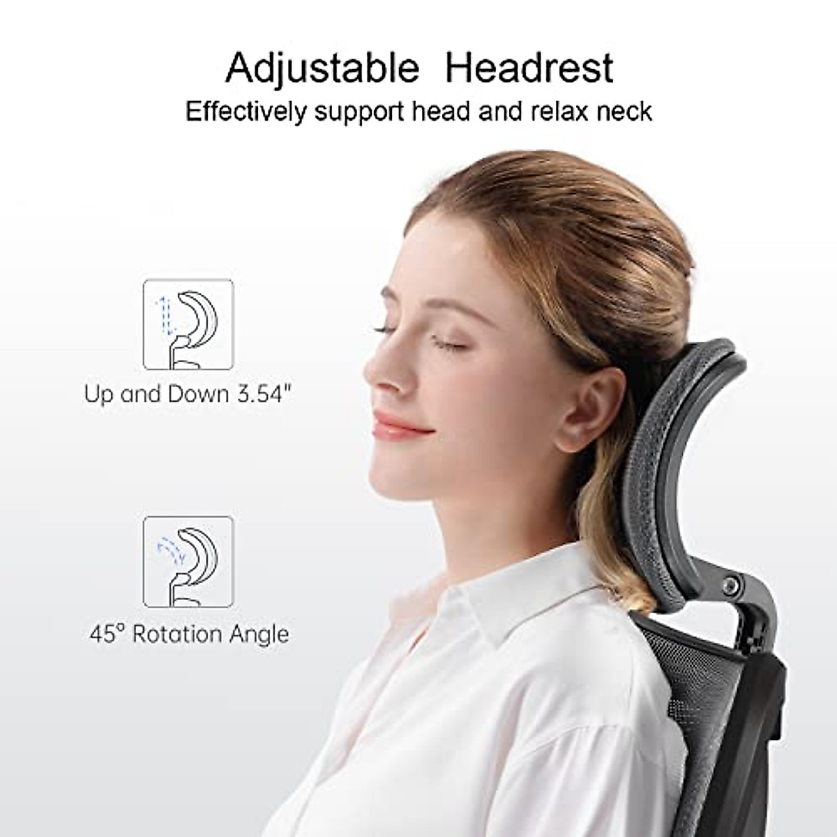 SIHOO M18 Ergonomic Office Chair for Big and Tall People Adjustable Headrest with 2D Armrest Lumbar Support and PU Wheels Swivel Tilt Function Grey