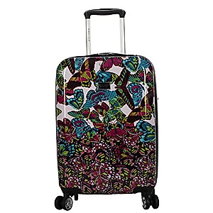 Betsey Johnson Designer 20 Inch Carry On - Expandable (ABS + PC) Hardside Luggage - Lightweight Durable Suitcase With 8-Rolling Spinner Wheels for Women (Magenta Butterfly, 20in)