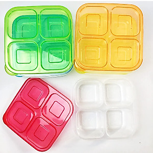 WEEK NINE Bento Lunch Boxes, Divided Bento Snack Box, 4-Compartment Reusable Meal Prep Food Containers for School, Work and Travel, Set of 5