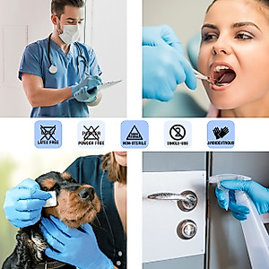 Safe Health Blue Nitrile Gloves, Medium, 100 Pcs