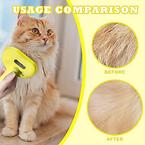 CityinSky Cat Brush for Shedding - Pet Hair Removal Comb with Water Tank, Steam Brush, Cat Bath Brush, Dog Brush - Yellow