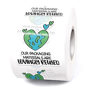 Cute Our Packaging Materials are Lovingly Reused Small Business Stickers,Recycle Reused Box Stickers, Recycling Labels,Packaging Sticker, Package Stickers for Small Business, 500 PCS