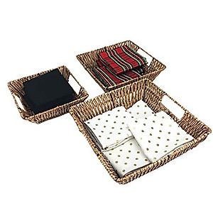 Trademark Innovations Set of 3 Square Wicker Look Baskets With Built In Handles