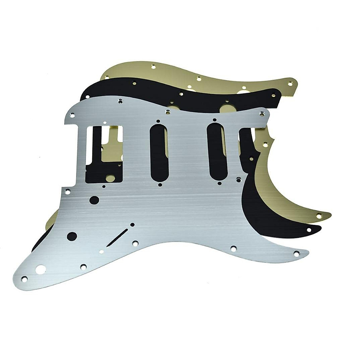 Dopro 11-Hole Aluminum Anodized Modern Style Strat HSS Guitar Pickguard Scratch Plate Fits American/Mexican Fender Gold
