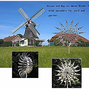 Wind Spinners for Yard and Garden，Windmills for The Yard Garden,Pinwheels for Yard and Garden,Garden Decor for Outside,Metal Yard Art (2 PCS -Silver)