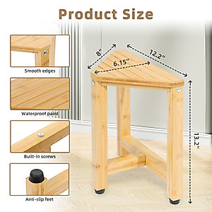 TYYIHUA Upgraded 13.2" Shower Stool for Inside Shower Waterproof,Shower Foot Rest for Shaving Legs,Corner Shower Stool, Small Bathroom Bench Suitable for Small Shower Spaces-Triangle