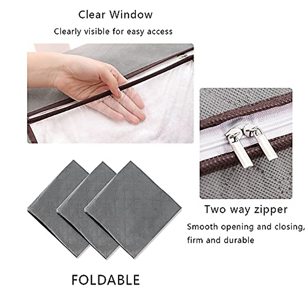 MIXGYS 4Pack Large Capacity Clothes Storage Bag Organizer 90L Clothes Storage Bags for Blanket, Bedding, Comforter, Foldable Organization with Reinforced Handle & Zippers for Closet and Under-bed Storage