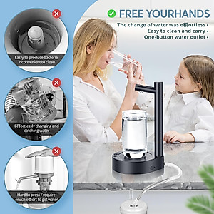 Desktop Water Bottle Dispenser Bedside Water Dispenser USB Charging Portable Automatic Electric Kettle Pump for Home, Office, Camping (Black-3)