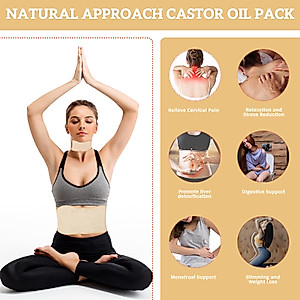 4 PCs Castor Oil Wrap- Reusable Castor Oil Packs Kit Adjustable Elastic Castor Oil Cloth Safe Organic German Cotton Plus Size for Belly, Waist, Back and Neck
