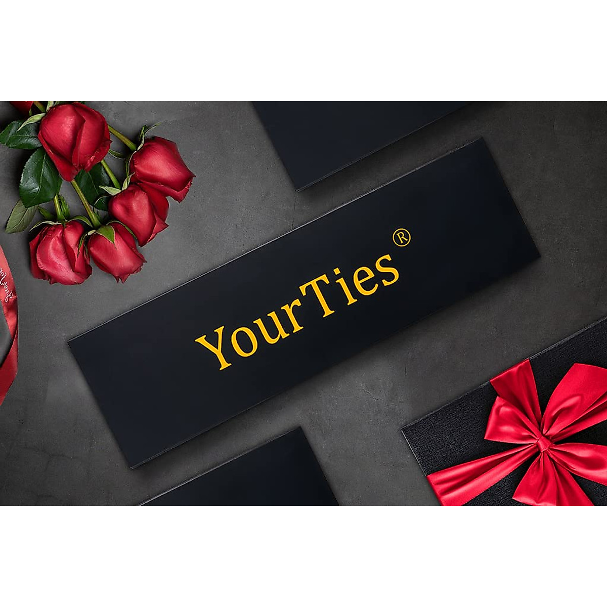 YourTies Mens Ties Silk Grey Ties for Men Solid Tie with Tie Clip Formal Business Textured Neckties