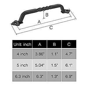 OVOV 2 Pack Barn Door Pull Handle Hardware for Wooden Garden Gate Shed Cabinet Door (2Pcs 4inch)
