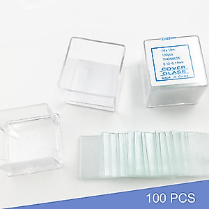 Pre-Cleaned Blank Microscope Slides Kit丨50PCS Ground Edge Glass Microscope Slides and 100PCS Square Cover Glass Slips Coverslips Set for Lab Science
