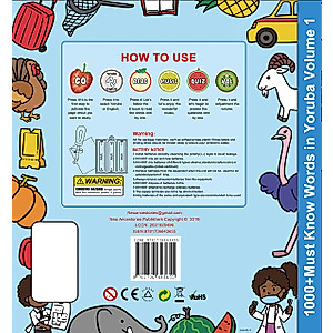 1000+ Must know words in Yoruba Language Vol 1| Illustrated Yoruba-English Dictionary| Learning & Education Toys | Interactive Books| Gifts for Boys & Girls | Sound Book/Audio Book/Talking Book| Musical Book