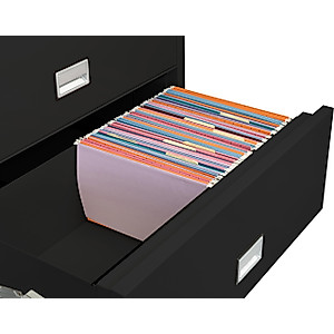 PHOENIX SAFE Lateral 38 inch 4-Drawer Fireproof File Cabinet with Key Lock, Water Seal, Black, LAT4W38B