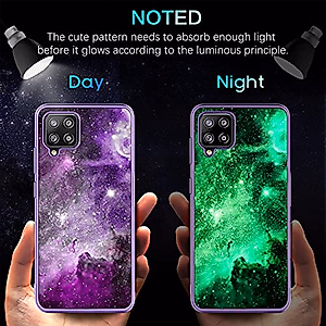 BENTOBEN Galaxy A42 5G Case, Slim Fit Glow in The Dark Hybrid Hard PC Soft TPU Bumper Drop Protective Girls Women Men Phone Cover for Samsung Galaxy A42 5G 6.6" 2021, Purple Galaxy