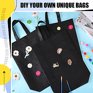 Silkfly 120 Pcs Non Woven Tote Bags Bulk 11.8 x 4 x 15 Inch Large Reusable Gift Bag Fabric Grocery Bags with Handles(Black)