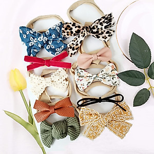 Hjiaruiky Baby Girl Headbands and Bows Nylon Elastic Bow Headbands for Baby Girls Newborn Handmade Hairbands Hair Accessories for Infant Toddler