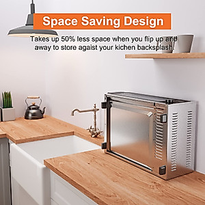 Air Fryer Toaster Oven Combo, Fabuletta 10-in-1 Toaster Ovens Countertop 1800W, 100-450°F Temperature Control，Flip Up & Away Capability for Storage Space, Enamel Baking Pan Easy Clean with Recipe Book