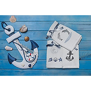 Classic Turkish Towels - Luxury Ocean Themed Fingertip Towels, 100% Turkish Cotton, Soft and Absorbent Bathroom Towels, Beach and Nautical Decor, 6-Piece Set - 12 x 20 Inches (Dolphins)