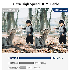 DGHUMEN 8K Fiber Optic HDMI Cable 40FT, HDMI 2.1, 48Gbps Ultra High Speed, 8K@60Hz 4K@120Hz, Unidirectional Active HDMI Cord (40FT)