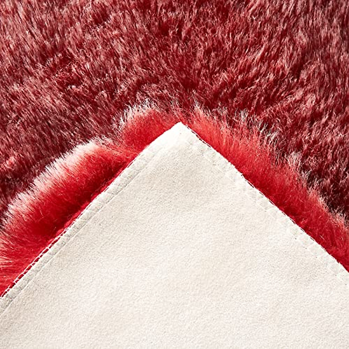 JONIYEAR Luxury Soft Fluffy Faux Fur Throw Area Rug for Bedroom 2' x 4', Small Decorative Fuzzy Bedside Rugs, Shaggy Plush Thick Floor Mat Carpet for Living Room Dorm Kids Room, Washable, Burgundy