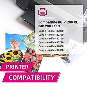 PGI-1200XL Compatible Ink Cartridges Replacement for Canon MB2320 MB2720 MB2700 PGI-1200 XL 1200 Pigment for Maxify MB2720 MB2320 MB2020 MB2120 Printer (1 Black, 1 Cyan, 1 Magenta, 1 Yellow, 4-Pack)