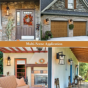 tewei Outdoor Wall Light Fixtures Wall Mount Porch Light with E26 Base Socket IP65 Waterproof Clear Seed Glass Exterior Sconces Lantern lamp for Porch Patio Garage 2 Pack