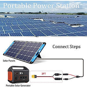 HCFeng XT60 to M-C-4 Solar Charge Adapter Cable,12AWG Power Solar Male Female Connector to XT60 Adapter Extension Cable for Battery Pack, Portable Power Station, Solar Generator[0.6M/2FT]