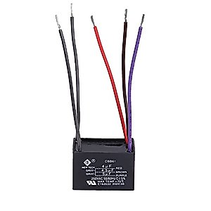 Podoy CBB61 Ceiling Fan Capacitor with 5 Wire 4/4.5/5 uf 250VAC 50/60Hz