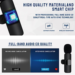 Nartoup Wireless Microphone for iPhone, 2 Pack Professional Dual Lavalier Microphone for Video Recording, Live Streaming, YouTube, Facebook, TikTok, Vlog, Presentation