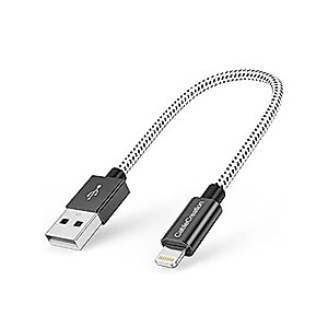 CableCreation 0.5 Feet Short iPhone Charger Cable, [MFi Certified] Lightning to USB Data Sync Cord, Compatible with iPhone 14/14 Pro, AirPods Pro, iPhone 13/13 Pro/12, iPad Pro, Air, 0.15M Black&White