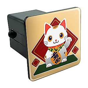 Cute Lucky Cat Maneki-Neko Tow Trailer Hitch Cover Plug Insert 2"