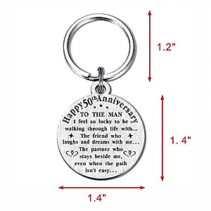50th Wedding Anniversary Keychain Gifts, Best Husband Since 1973, 50 Year Anniversary Decoration for Him Men