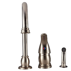 Dura Faucet DF-NMK301-SN RV Gooseneck Kitchen Sink Faucet with Matching Side Sprayer (Brushed Satin Nickel)