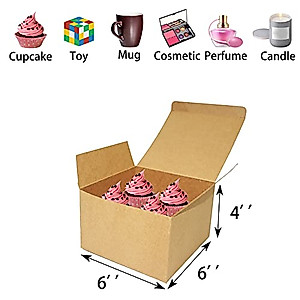 Dekun Kraft Gift Boxes With Lids: 6x6x4 Inches Brown Gift Box Recyclable Bridesmaid Proposal Boxes Crafting Cupcake Boxes Easy Assemble Boxes for Presents/Packaging/Christmas (10 Pack)