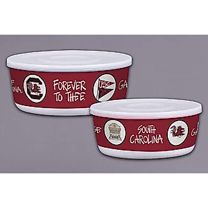 Magnolia Lane University South Carolina Gamecocks Football Bowl Container with Lid, Set of 2, Kitchen Accessories
