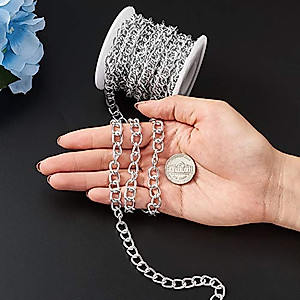 Pandahall 16.4 Feet Aluminium Curb Chains Twisted Links Silver Plated with Spool for Bracelet Necklace Jewelry Making