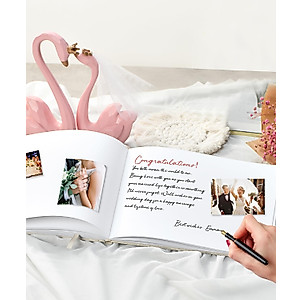 Lankaiva Wedding Guest Book, Guest Book Wedding Reception - Classic Baby Shower Guest Book, 100 Blank Pages for Bridal Shower Birthday Graduation Sign in and Photos, Beige