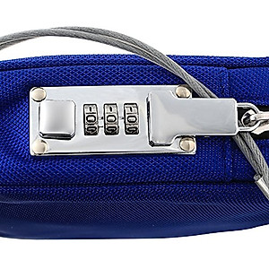 Safe Inside, Locking Privacy Pouch with Steel Tether Cable, Medium, Blue
