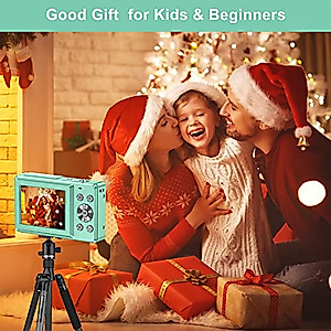 Digital Camera, FHD 1080P Digital Camera for Kids Video Camera with 32GB SD Card 16X Digital Zoom, Compact Point and Shoot Camera Portable Small Camera for Teens Students Boys Girls Seniors(Green)