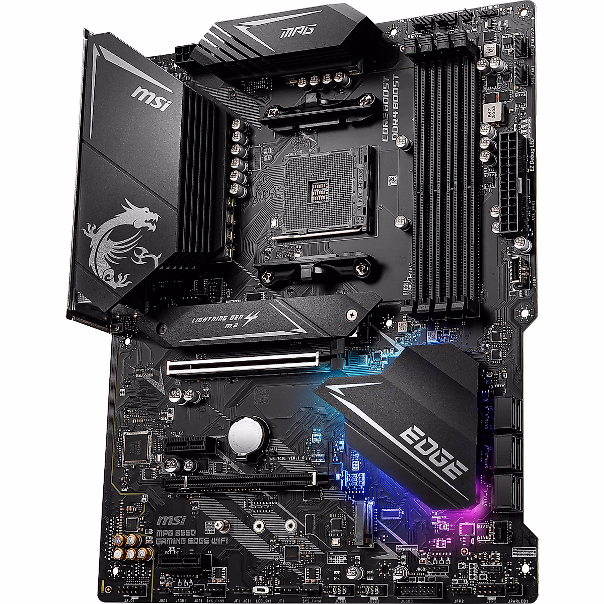 MSI MPG B550 GAMING EDGE WIFI Gaming Motherboard (AMD AM4, DDR4, PCIe 4.0, SATA 6Gb/s, M.2, USB 3.2 Gen 2, AX Wi-Fi 6, HDMI/DP, ATX, AMD Ryzen 5000 Series processors)