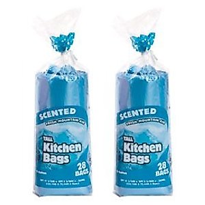Scented Tall 13 Gallon Kitchen Bags - Fresh Mountain Air Scent- 2 Packs of 28 Bags (Blue)