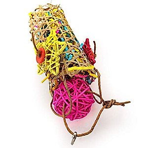 POPETPOP Bird Toy Shredder,2Pack Parrot Shredding Toys Bamboo Shredder Foraging Shredding Hanging Toy Gravel Paper for Bird Cage African Greys Parakeet Cockatiels Chewing Toys