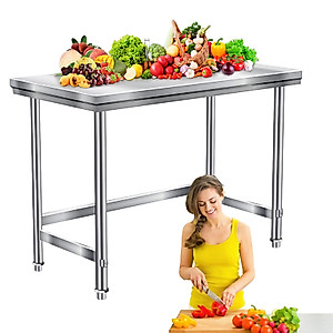 Open Base Table - 24x20x31 Inches Single Layer Stainless Steel Work Prep Table | Kitchen Furniture Anti-Rust for Cafeterias, Clean Rooms, Hotels, Hospitals