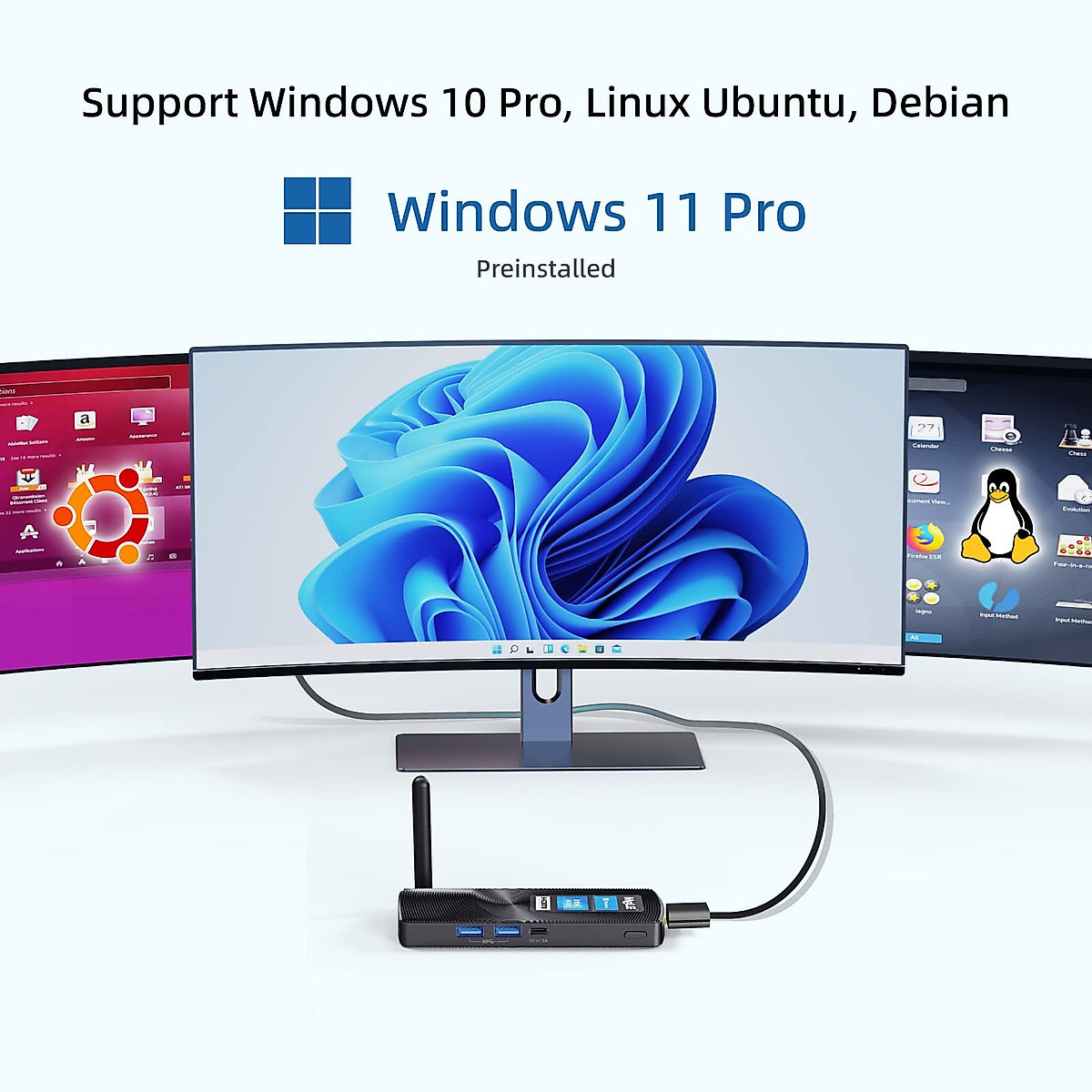 MeLE PCG02 Mini PC Stick Fanless Windows 11 Pro J4125 8GB/256GB, Mini Computer Stick HDMI 4K 2.4G/5G Wi-Fi 5 BT4.2 Gigabit Ethernet Micro PC on Business Industrial IoT Digital Signage