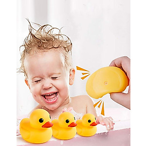 Bath Duck Toys 5 Pcs Rubber Duck Family Squeak Ducks Baby Shower Toy for Toddlers Boys Girls (Yellow Duck Family)