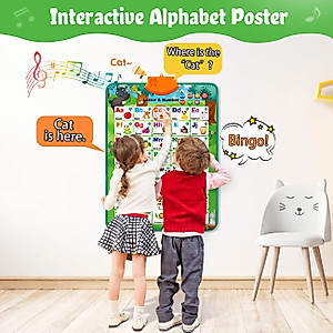 Educational Toys for 2 3 Year Old Boys Gifts: Interactive Alphabet Wall Chart Learning ABC Poster for Toddlers Ages 1-3, Christmas Birthday Gifts for Girls 2-4