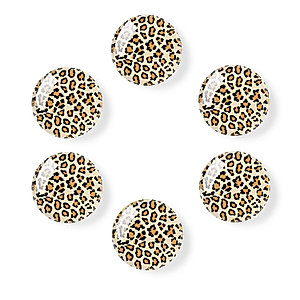 kasader Round Refrigerator Magnets Glass Fridge Magnets Decoration for Fridge Office Calendar Whiteboard Photo Cabinet 6 Pcs - Leopard Print, 1.18in/3cm