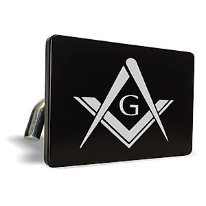 Free Mason (Design) Premium Quality Anodized Billet Aluminum Laser Etched UV Resistant Metal Trailer/Tow Hitch Cover for 2" Receivers, Luxury Product for Truck, SUV or Car
